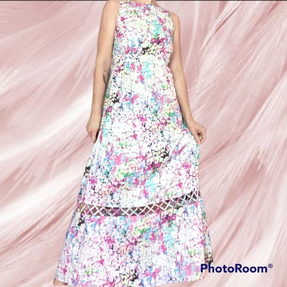 Gianni Bini Pastel Abstract Print Cutout Dress + 4 - Gem